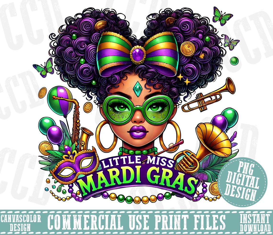 Little Mis Mardi Gras Png, Mardi Gras Png, Mardi Gras Afro Girl Png ...