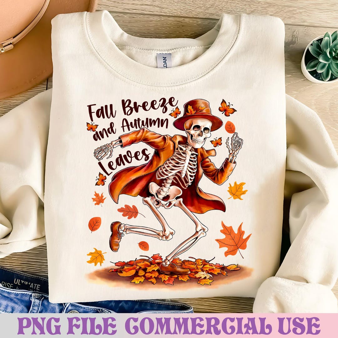 Fall Breeze and Autumn Leaves,skeleton Png,png,fall Design,pumpkin ...