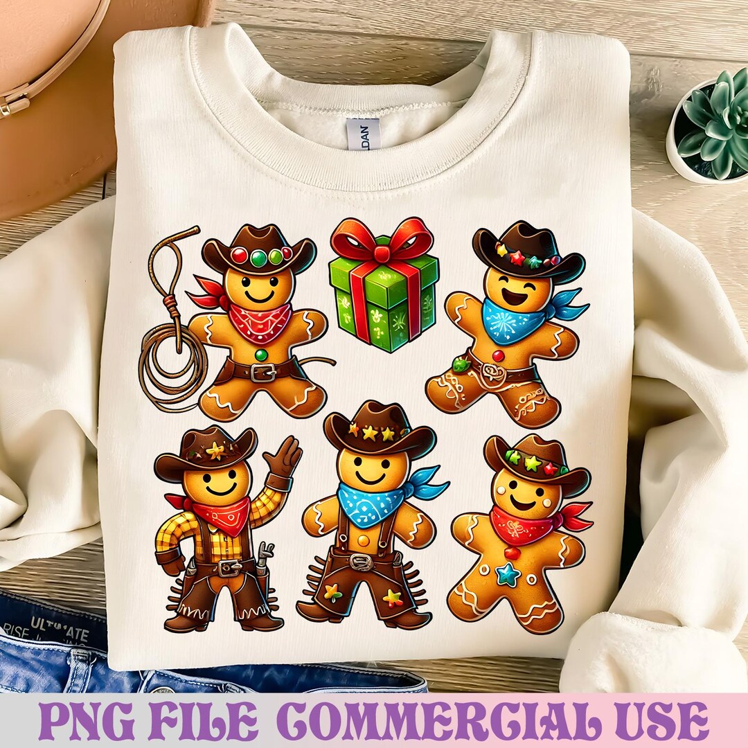 Cowbow Gingerbread Men Png, Coquette Christmas Gingerbread Man Png,cute ...