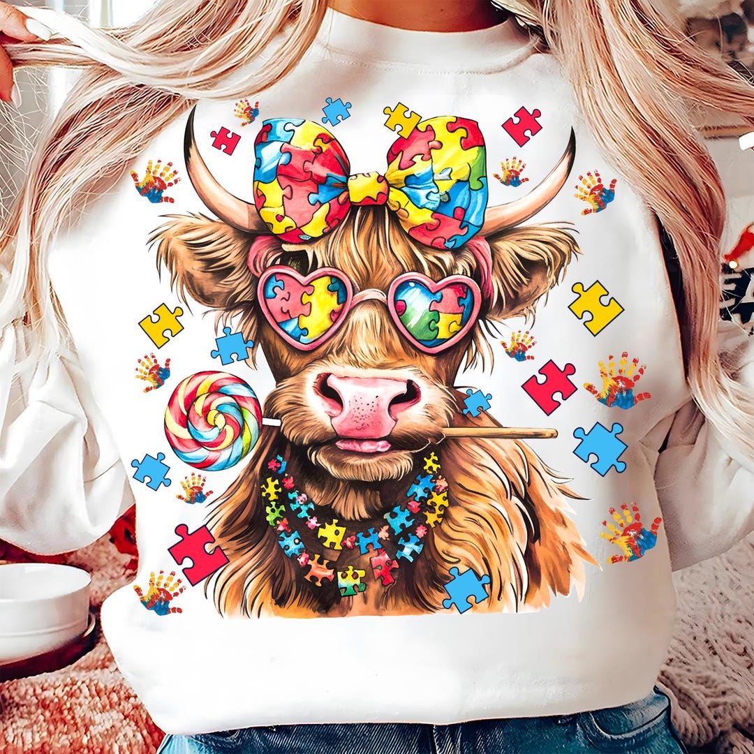 Autism Highland Cow, Autism Png, Autism Awareness Png,coquette Bow Png ...