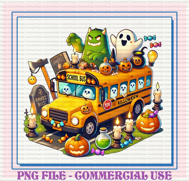 Halloween Bus Png, Halloween Teacher Png, School Bus Png,hallooween Png ...