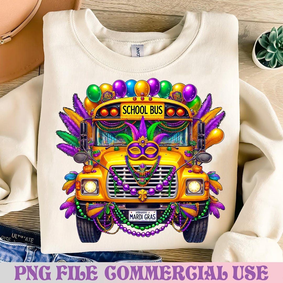 Mardi Gras School Bus Png,mardi Gras Mask PNG, Back to School Png,mardi ...