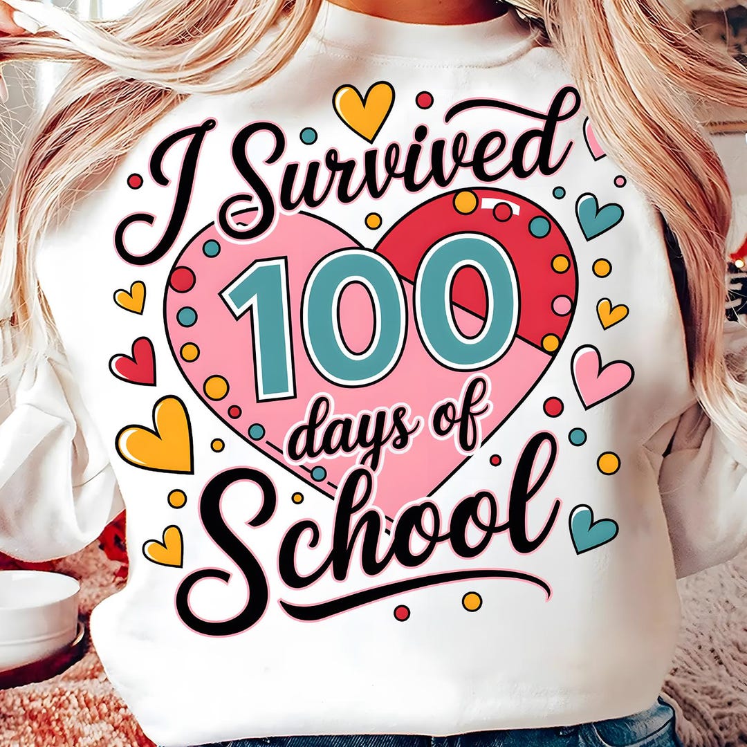 I Survived 100 Days of School Png, 100 Days of School Png, Happy 100 ...