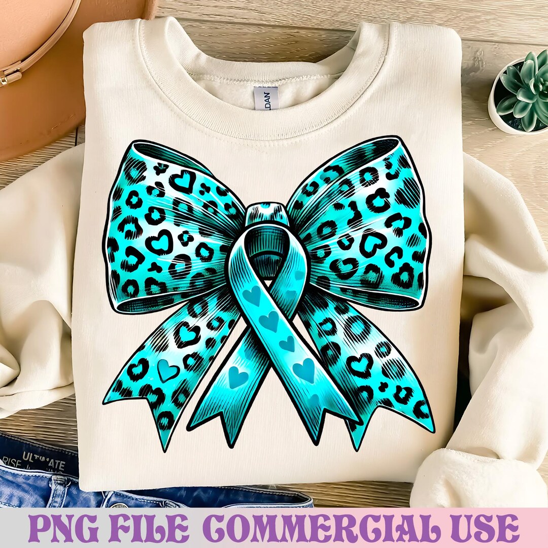 Leopard Blue Ribbon Png, Ovarian Cancer Awareness Png, Blue Ribbon Png ...