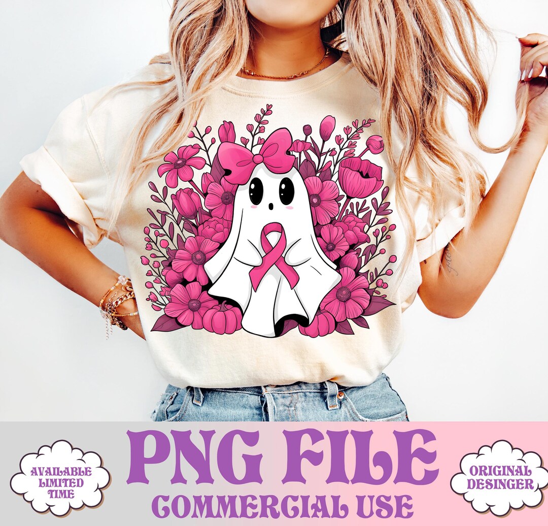 Cute Ghost Cancer Png,in October We Wear Pink Png, Breast Cancer Png ...