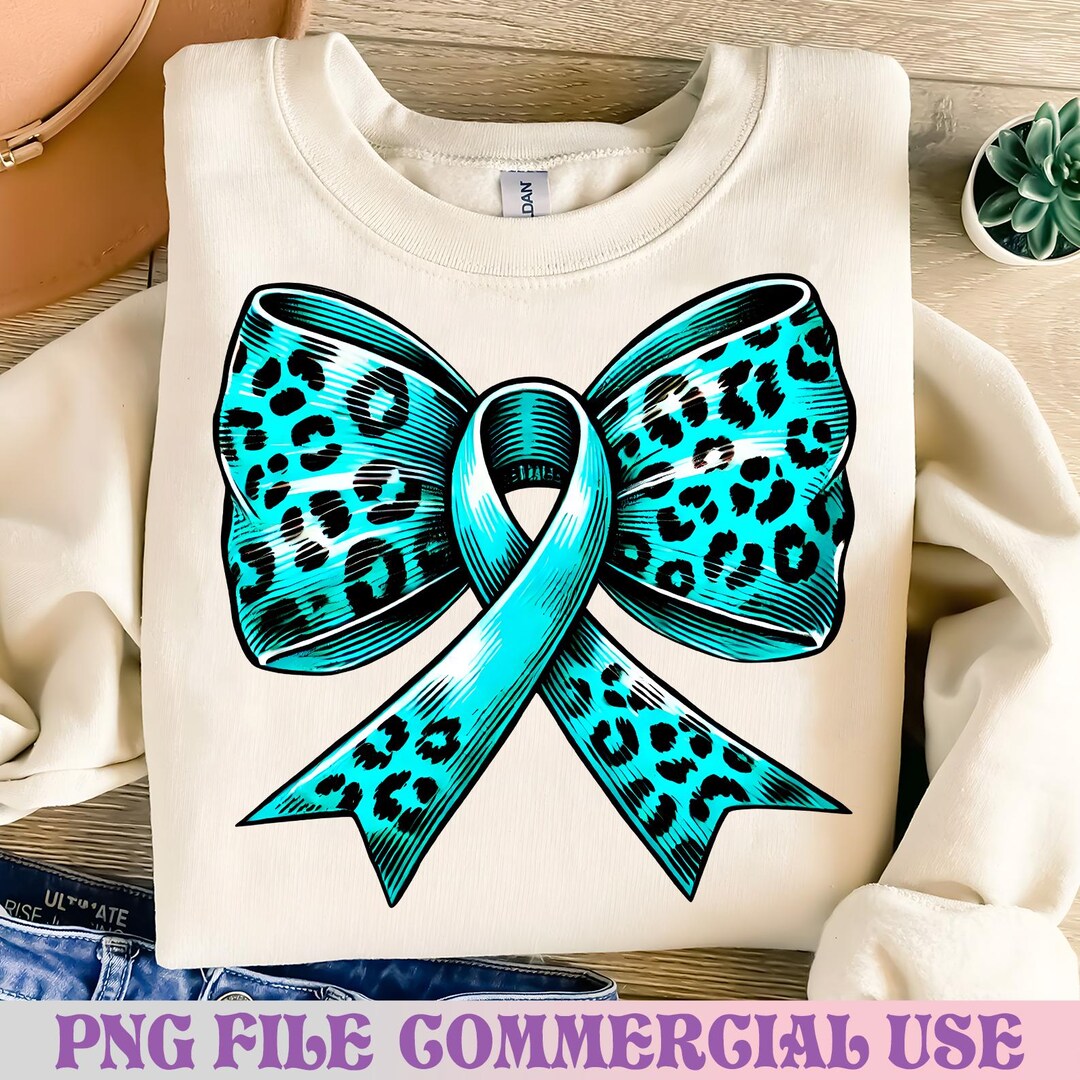 Leopard Blue Ribbon Png, Ovarian Cancer Awareness Png, Blue Ribbon Png ...