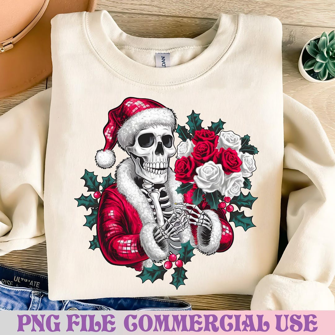 Santa Skeleton Sublimation Png Design, Skeleton Santa Claus PNG ...