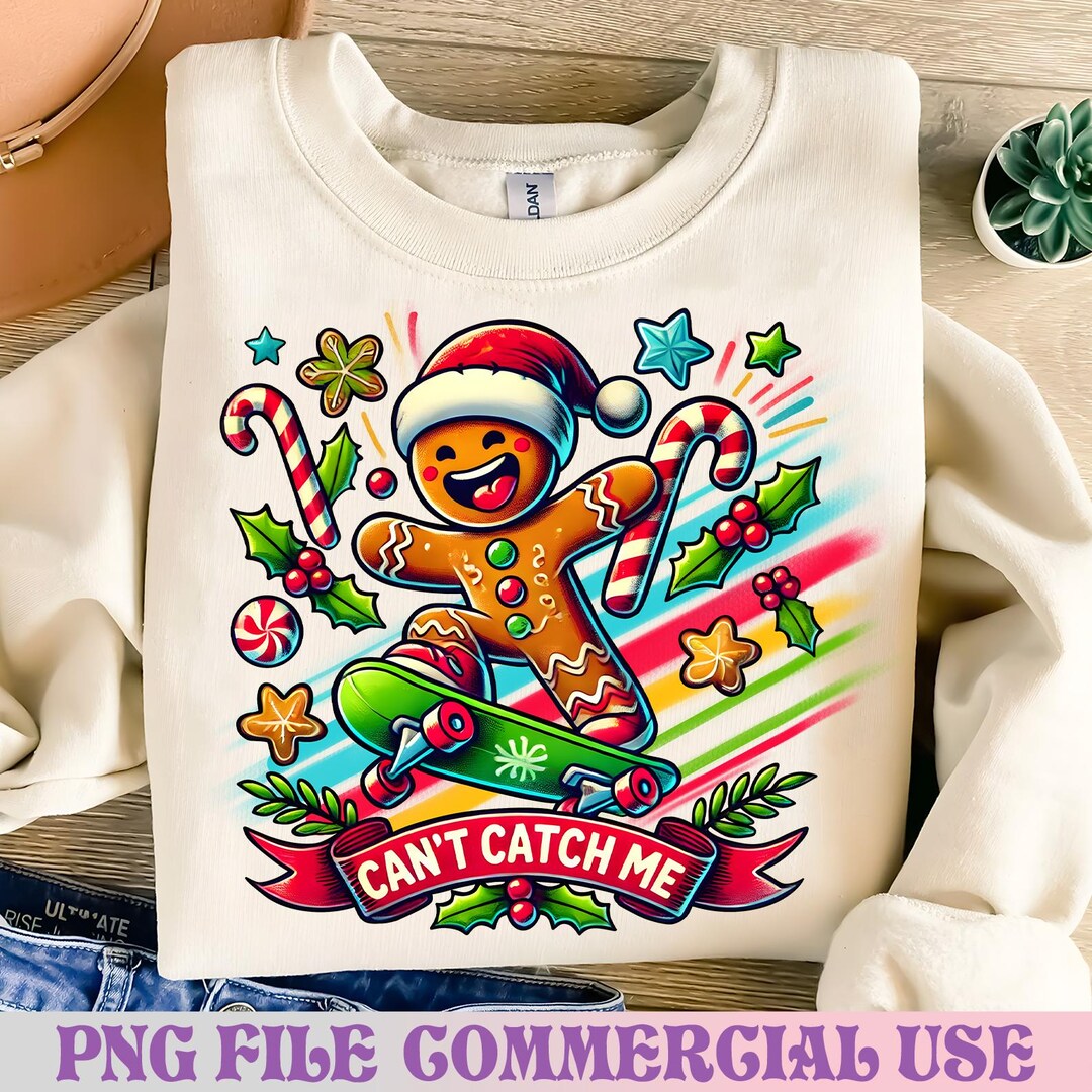Cant Catch Me Png,coquette Christmas Gingerbread Man PNG, Skateboarding ...