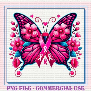 Breast Cancer Butterfly Png Sublimation Design Download, Breast Cancer ...