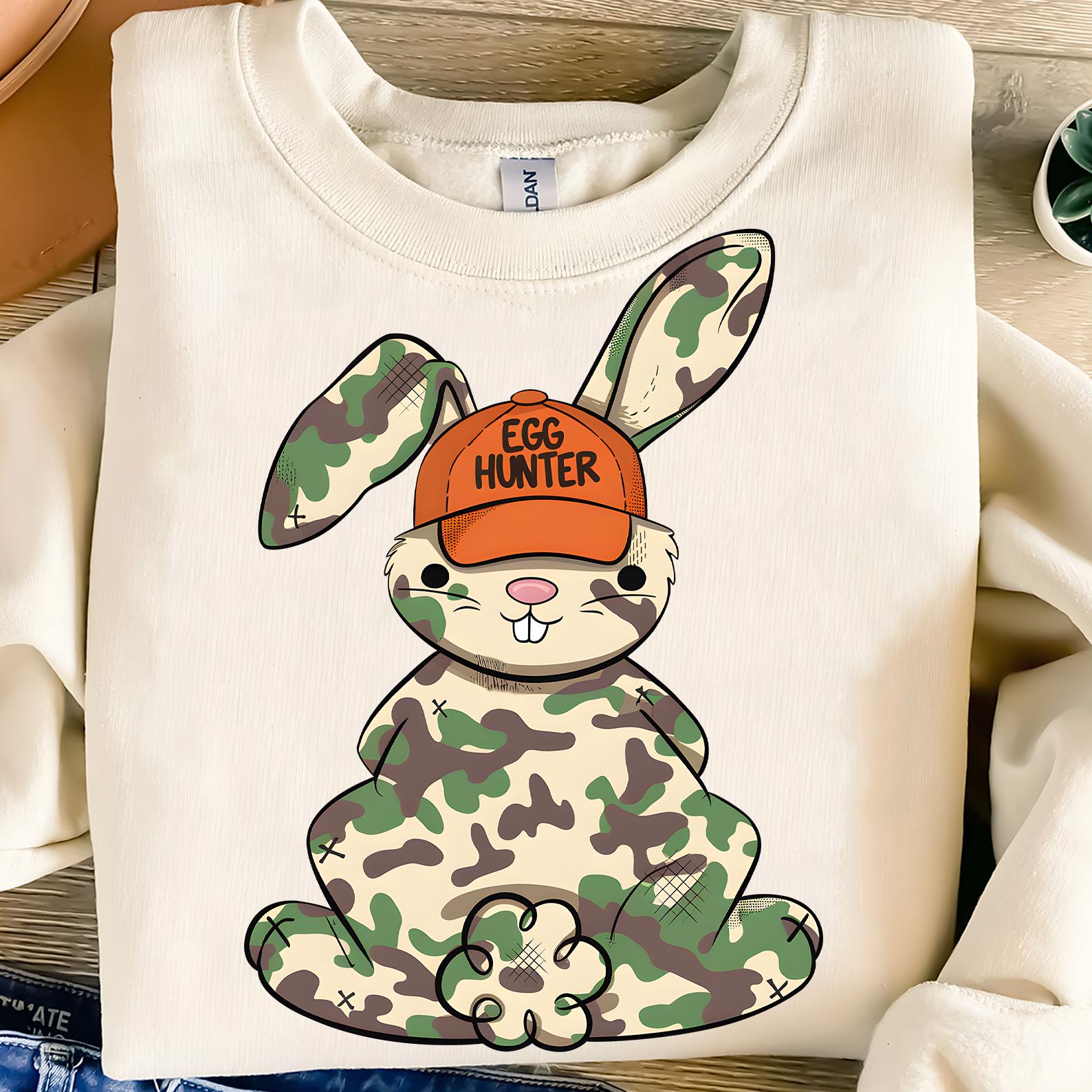 Egg Hunter Bunny Png, Camo Bunny Png, Boy Easter Bunny PNG, Retro ...