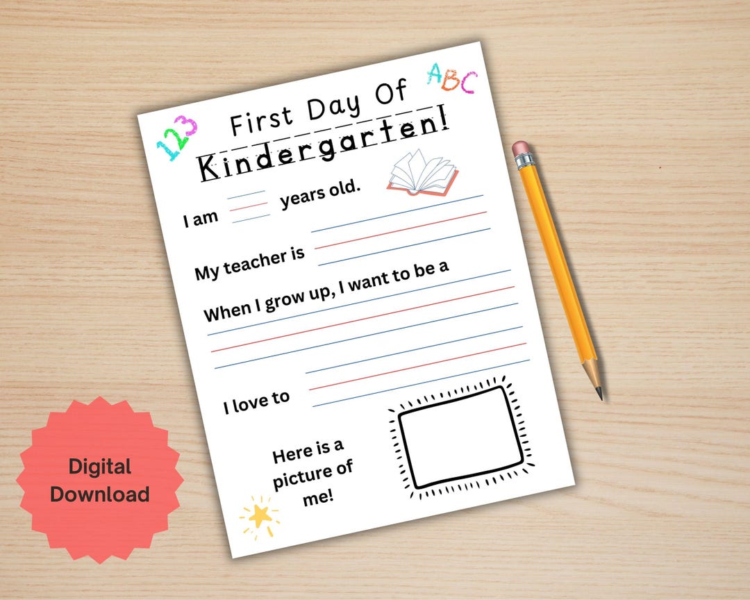 First Day of Kindergarten Worksheet / Kindergarten About Me Worksheet ...