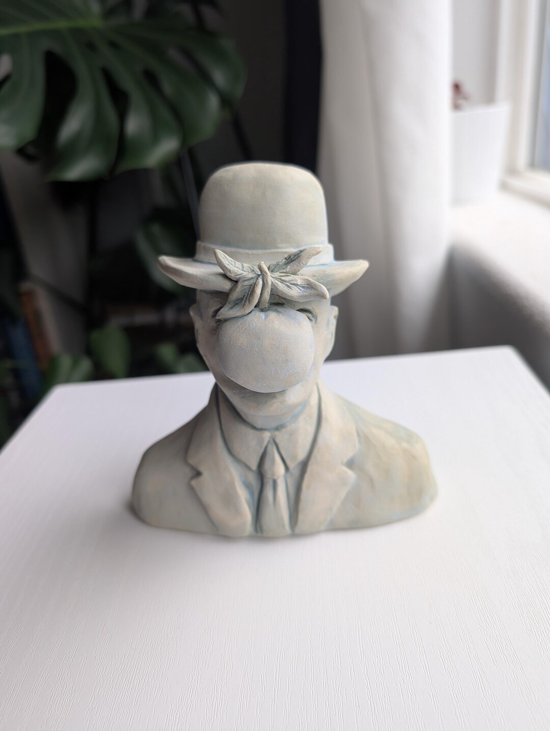 Magritte Son of Man Mini Bust — Hand-carved Statue of Rene Magritte's ...