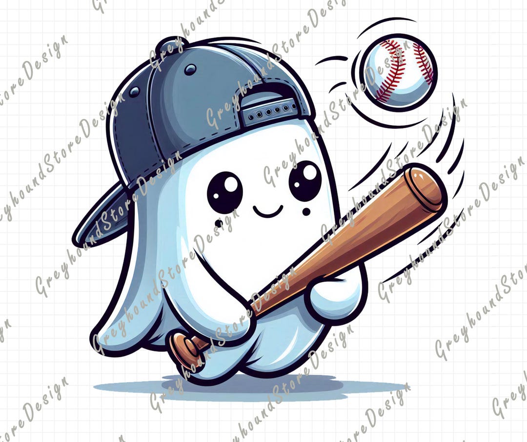 Cute Ghost Playing Baseball Png, Baseball Halloween Ghost Png, Cute ...
