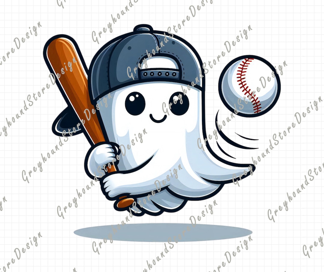 Cute Ghost Playing Baseball Png, Baseball Halloween Ghost Png, Cute ...