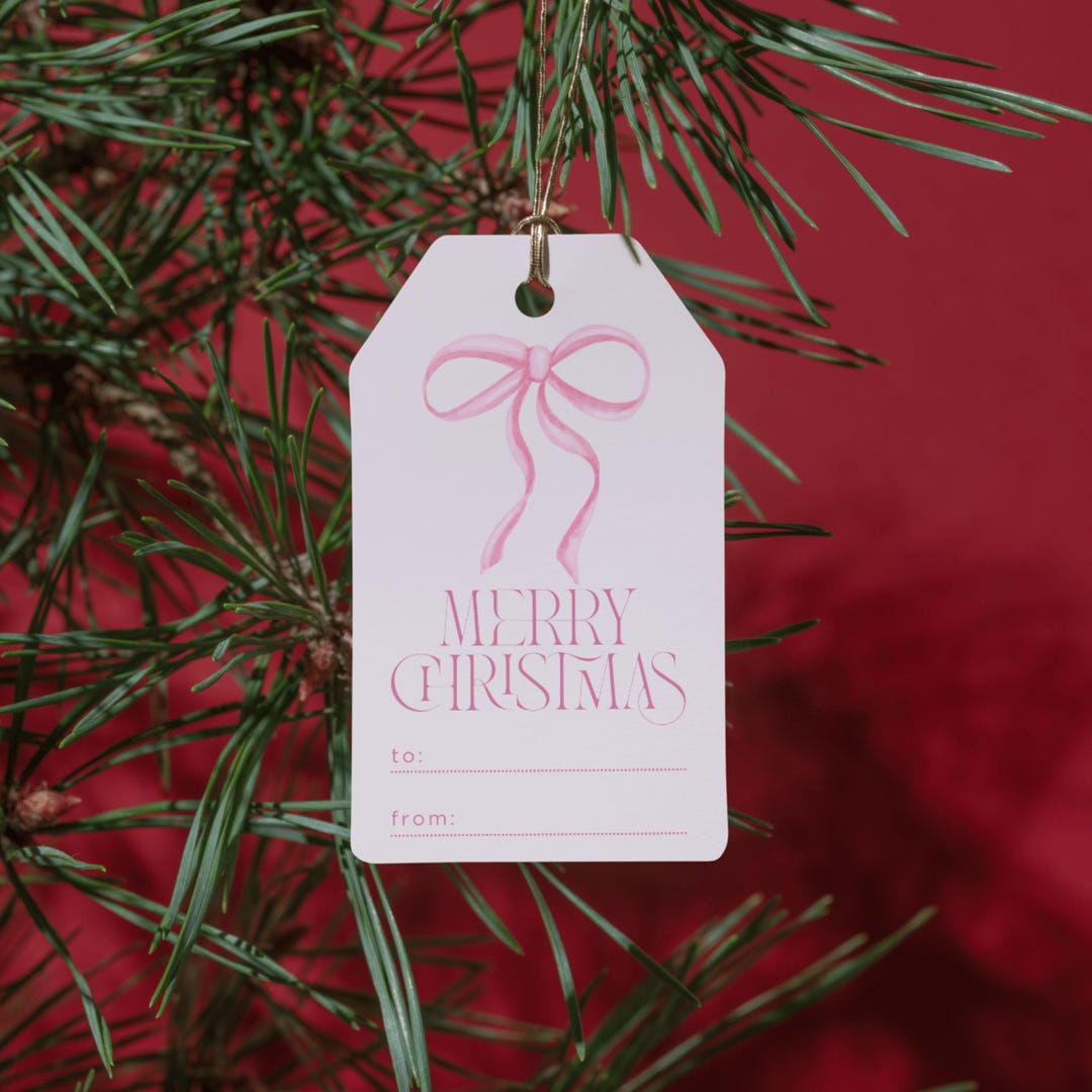 Pink Gift Tags, Pink Christmas, Printable Pink Tags, Christmas Gift ...