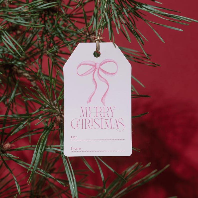 Pink Gift Tags, Pink Christmas, Printable Pink Tags, Christmas Gift ...