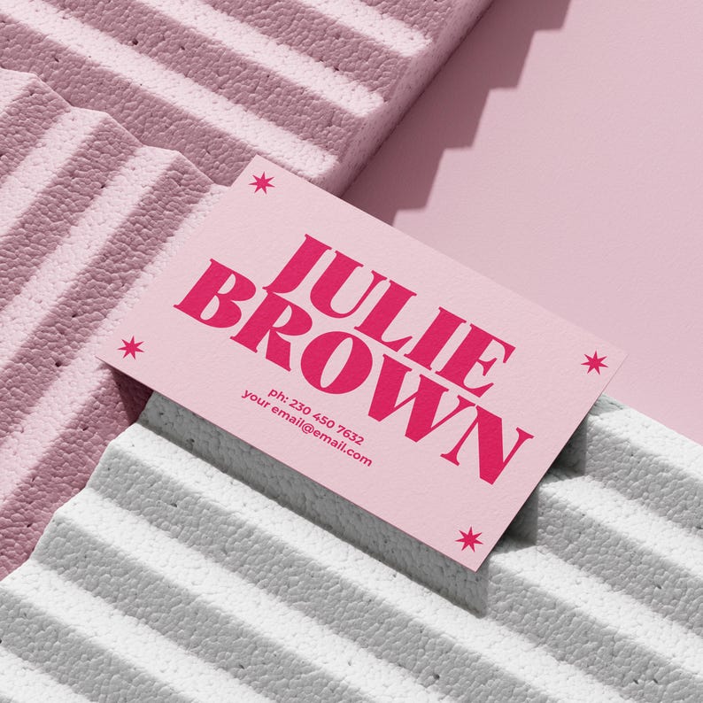 Business Card Custom Pink, Business Cards, Canva Template, Modern ...