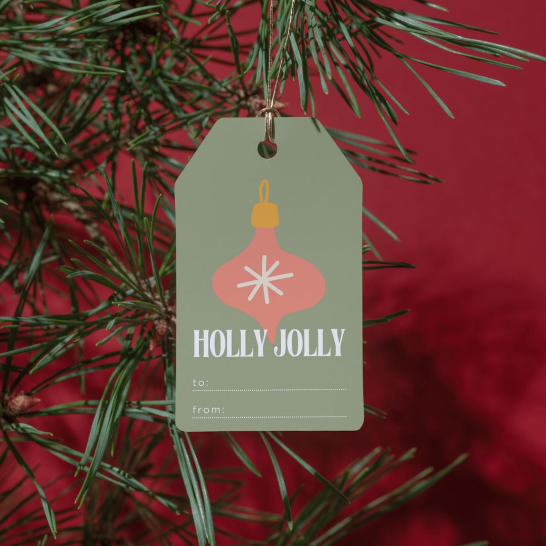 Holly Jolly Gift Tags, Printable Gift Tags, Gifts, Merry Vibes, Santa ...