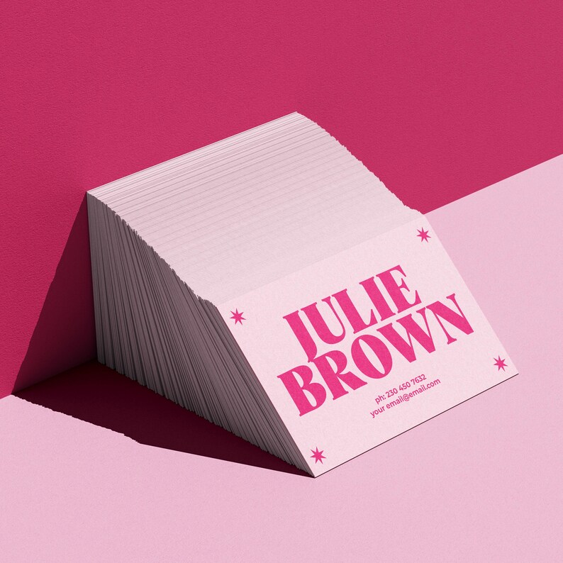Business Card Custom Pink, Business Cards, Canva Template, Modern ...