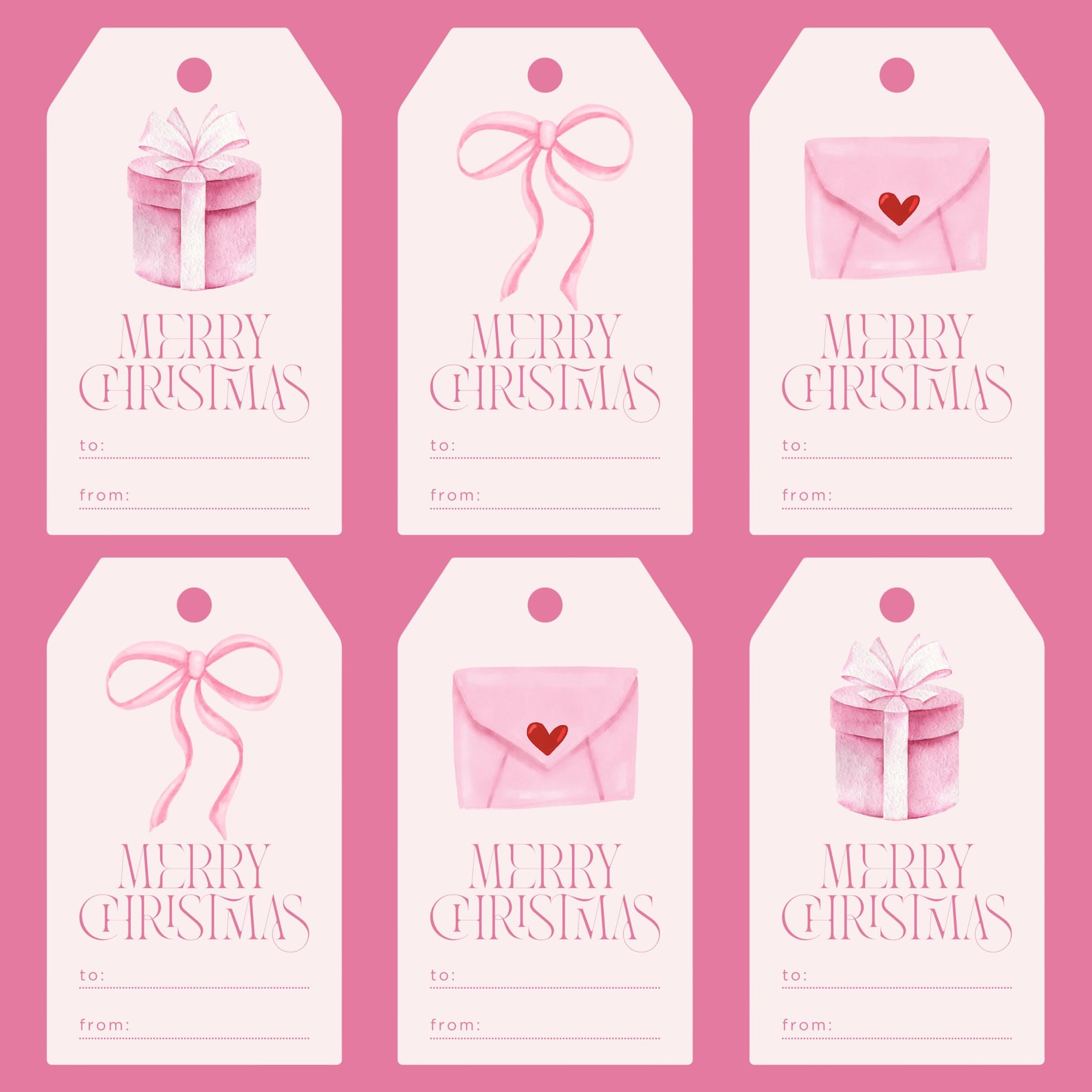 Pink Gift Tags, Pink Christmas, Printable Pink Tags, Christmas Gift ...