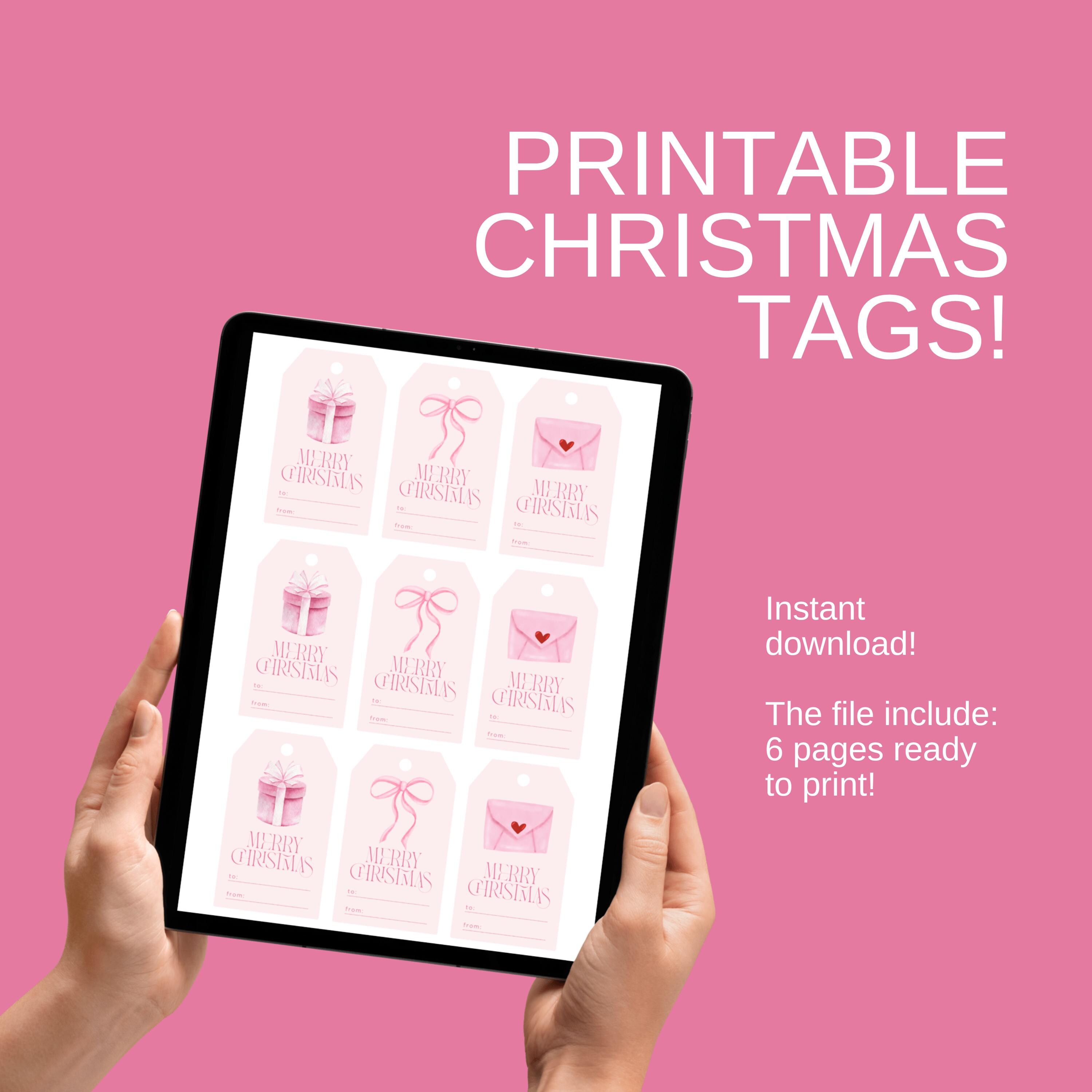 Pink Gift Tags, Pink Christmas, Printable Pink Tags, Christmas Gift ...