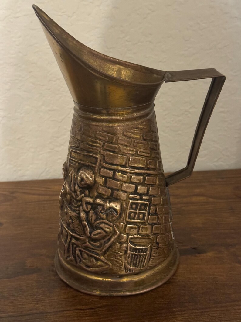 Pair of Vintage Brass Bar Scene Pitchers Made in England - Etsy