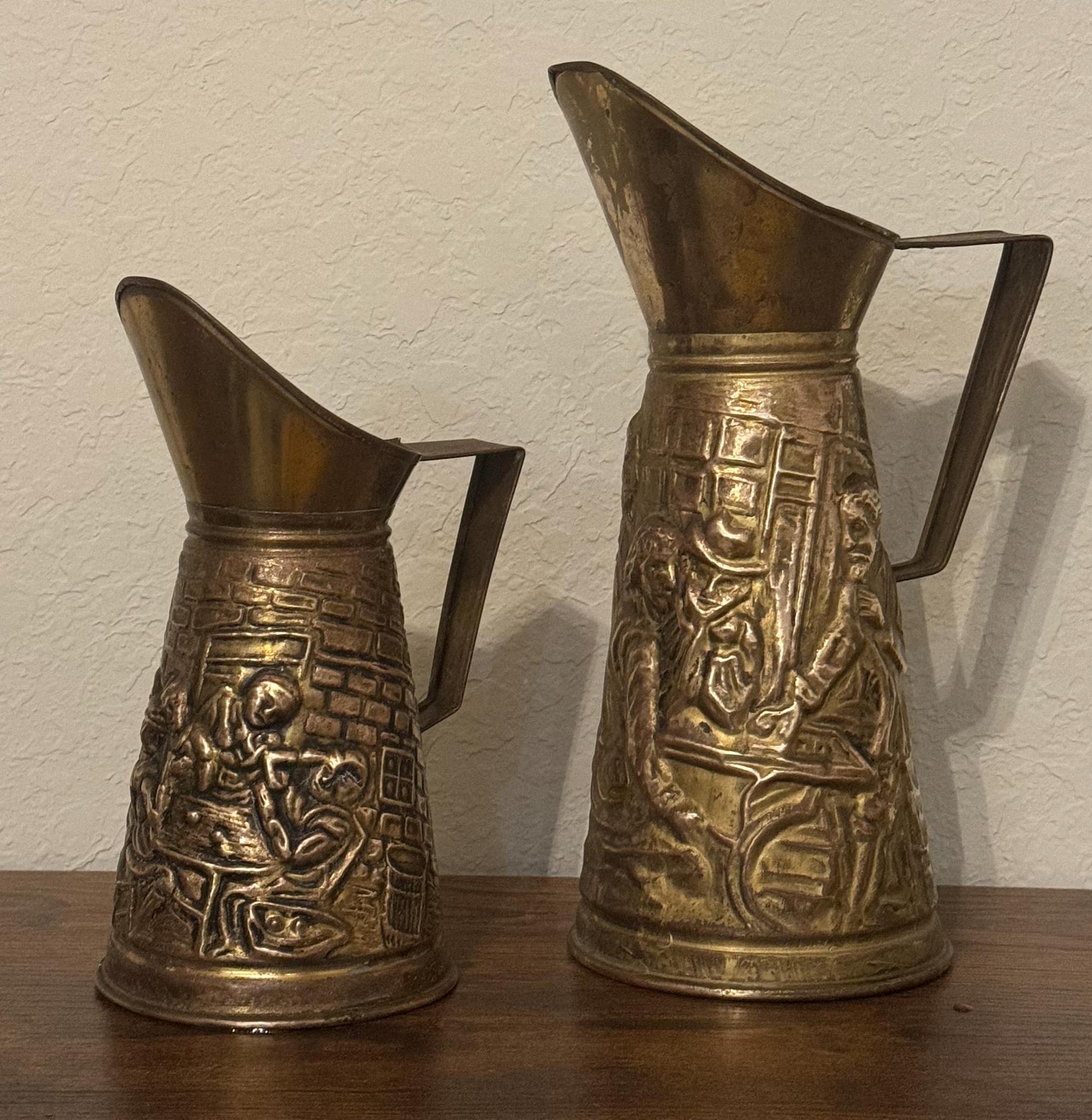 Pair of Vintage Brass Bar Scene Pitchers Made in England - Etsy