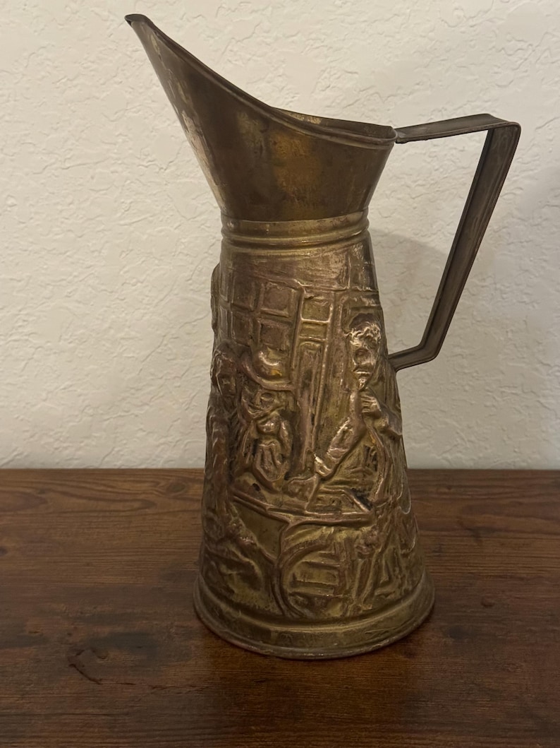 Pair of Vintage Brass Bar Scene Pitchers Made in England - Etsy