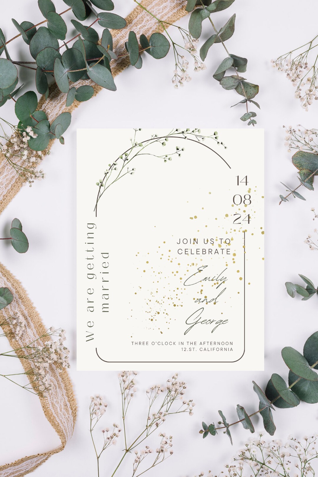 Spring Wildflower Wedding Invitation Template, Printable Wedding ...