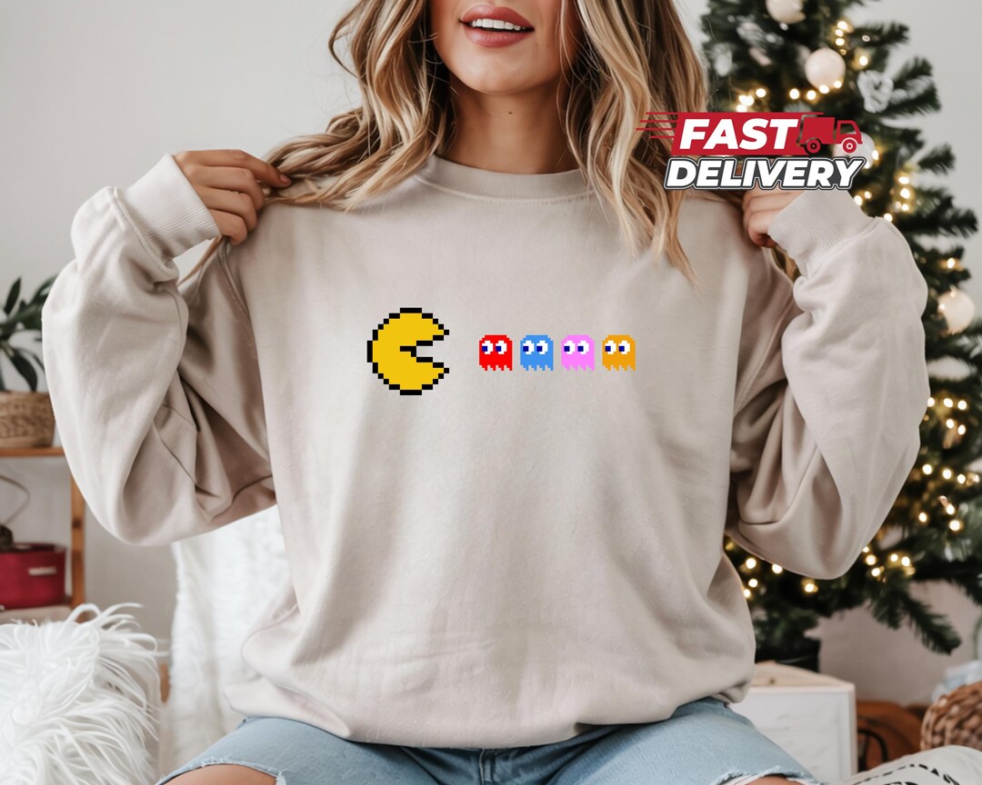 Pac-man Pixel Art Sweatshirt | Retro Arcade Gaming Pullover | 8-bit ...