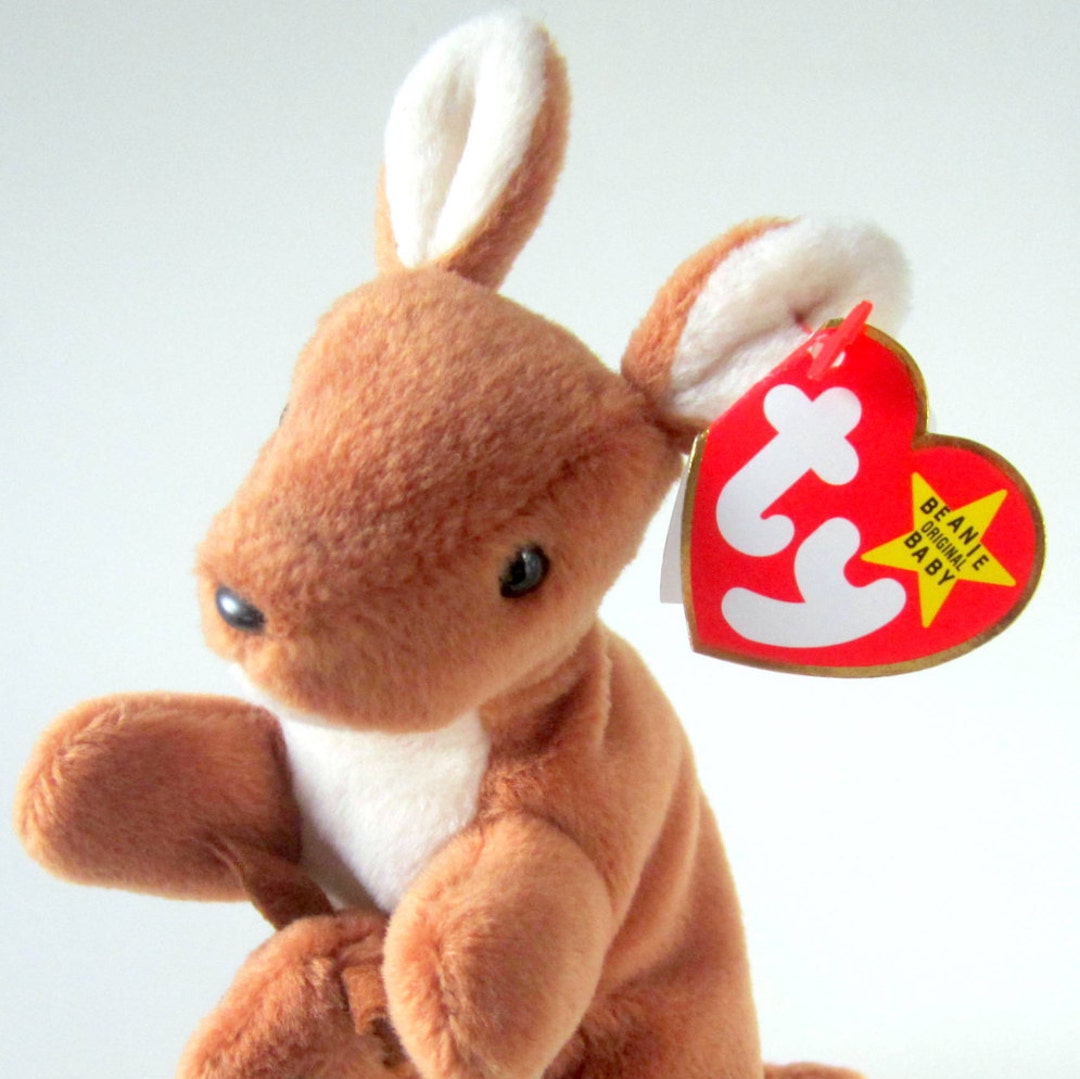 Ty Beanie Baby POUCH Kangaroo Retired 1996 Original Brown Plush Toy ...