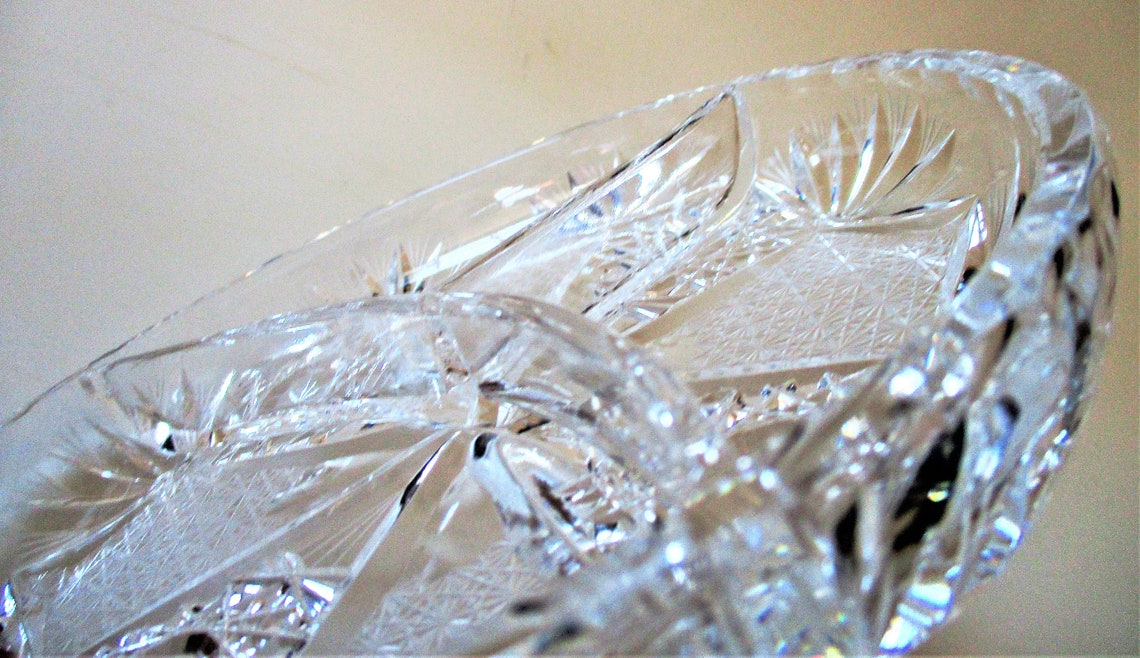 Slovakia Hand Cut Crystal Glass Dish Shell Bowl Valska Bela - Etsy