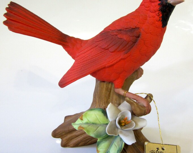Red Cardinal Bird Porcelain Figurine Lefton Hand Painted Branch Limited ...