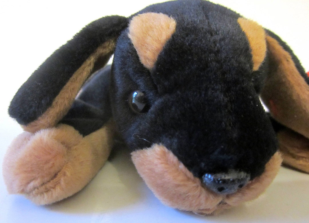 Ty Beanie Baby DOBY Retired 1996 Original Tan Black Dog Plush Toy ...