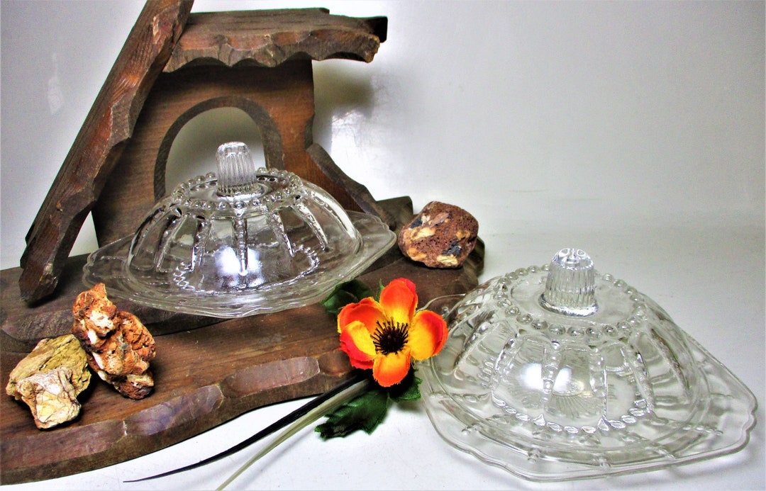 Vintage EAPG Butter Dish Federal Columbia Clear Glass Cheese Cover Dome ...