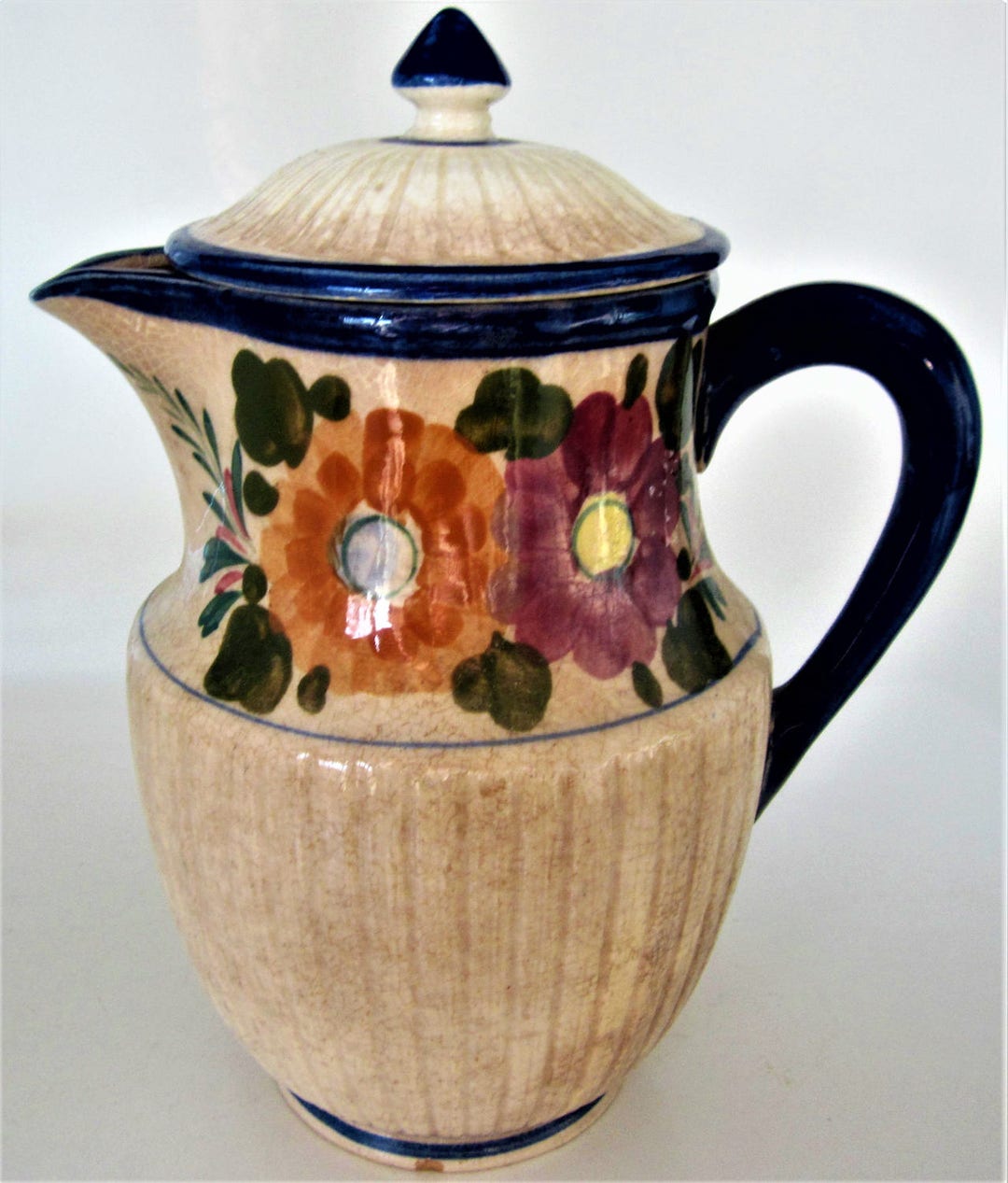 Antique Kawa Japan Lidded Pitcher Coffee Tea Pot Stoneware Ceramic ...