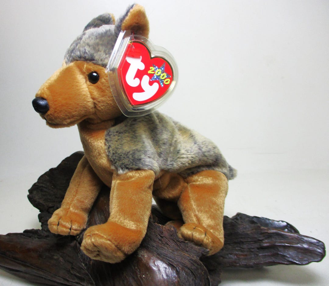 SARGE Ty Beanie Babies Retired 2000 Original Brown Gray Plush Toy Animal Collectible Puppy Dog ...