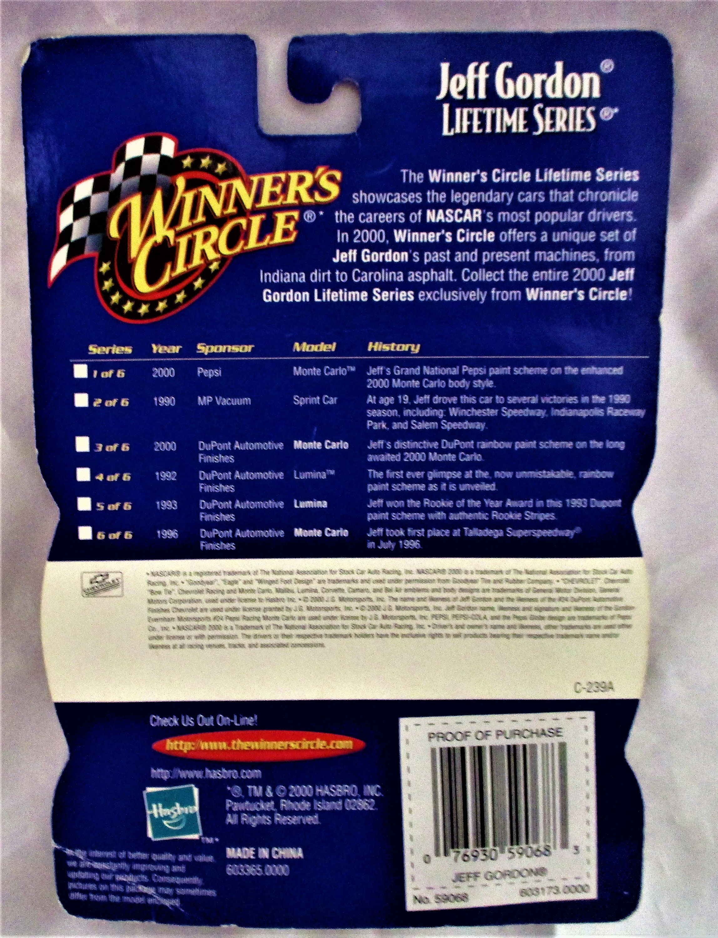 JEFF GORDON Nascar Die-cast Car Winners Circle 2000 Toy Rare Facsimile ...