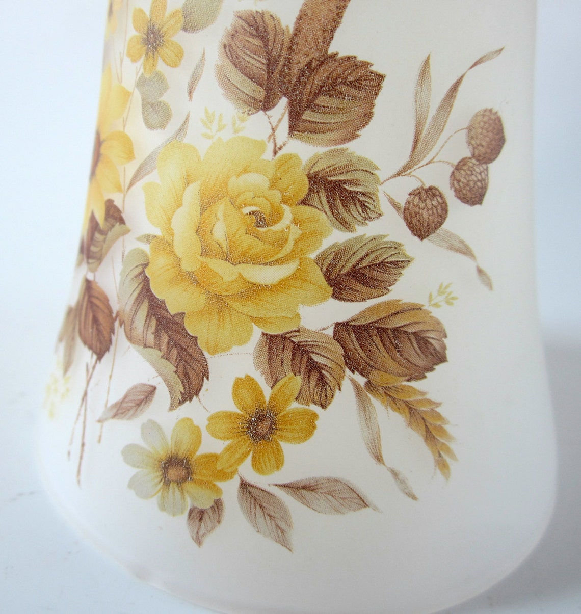 Viking Glass Bell Frosted Satin Flowers Yellow Rose Daisy Original ...