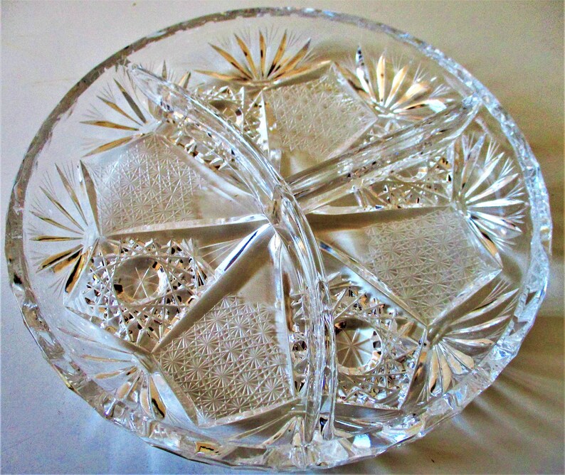 Slovakia Hand Cut Crystal Glass Dish Shell Bowl Valska Bela | Etsy