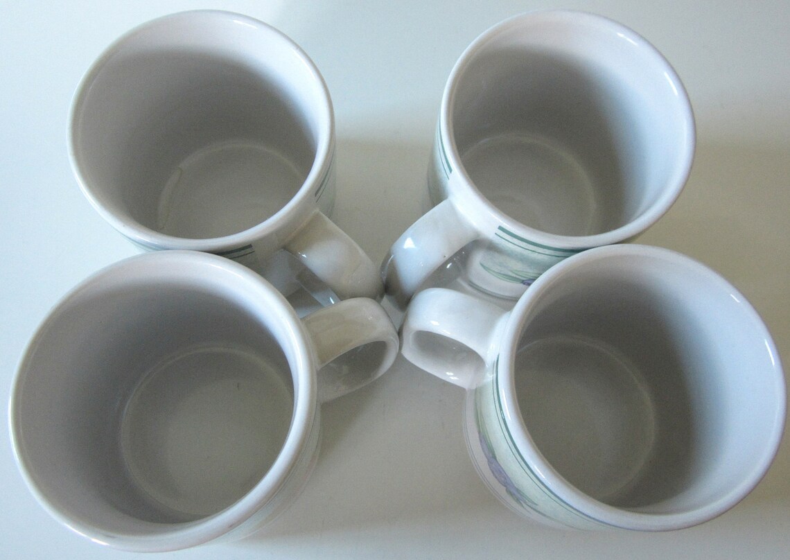 Floral Tulip Garden Ceramic Coffee Mug ONEIDA Set of 4 Cups - Etsy