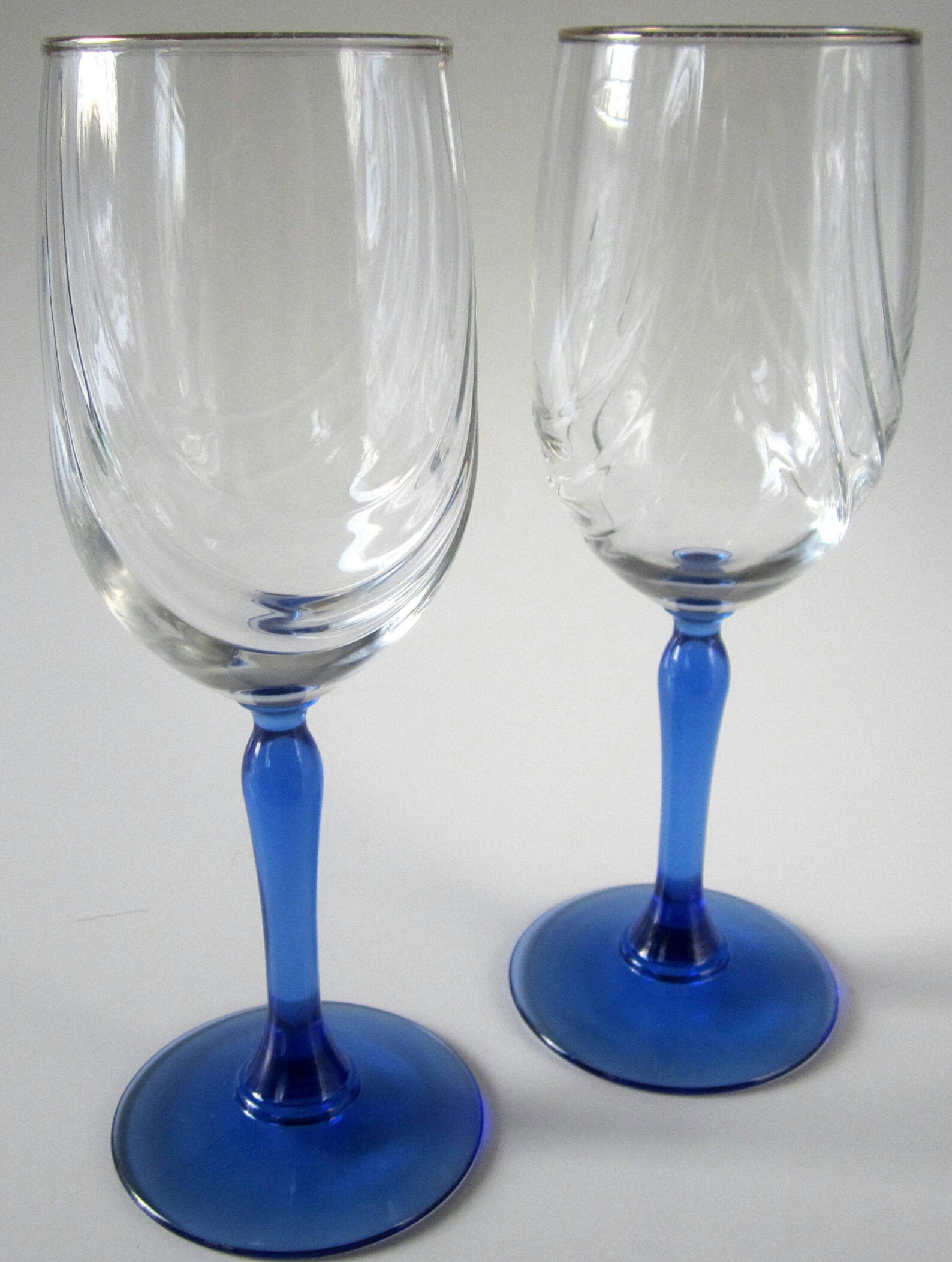 Cobalt Blue LENOX Glass Stem Crystal Champagne Wine Flute Optic Sherbet ...
