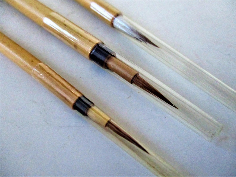 Japanese Calligraphy Set Brush Ink Well Inkstone Japan | Etsy