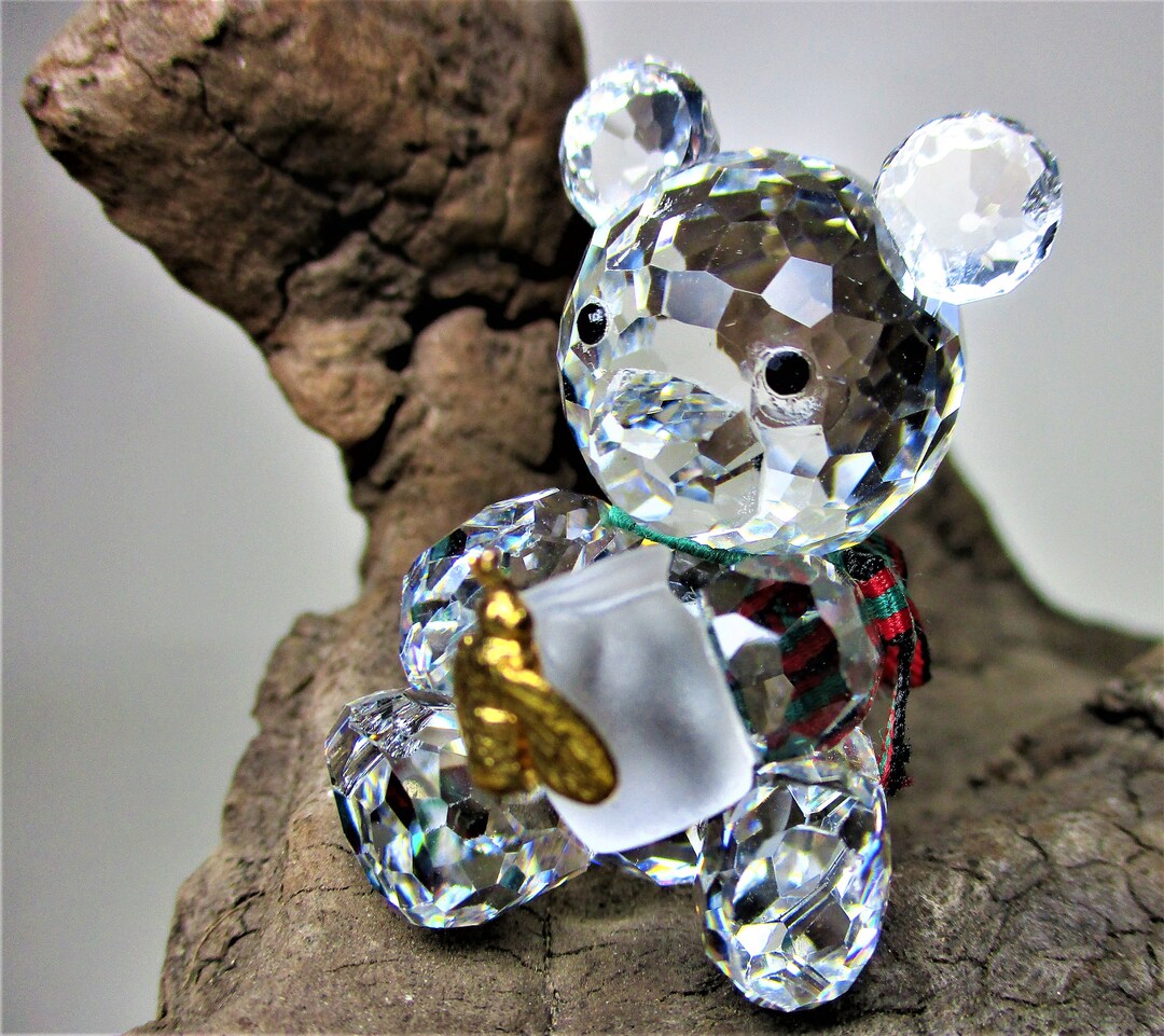 Vintage Swarovski Crystal Glass Figurine KRIS BEAR Honey Pot Bee Prism ...