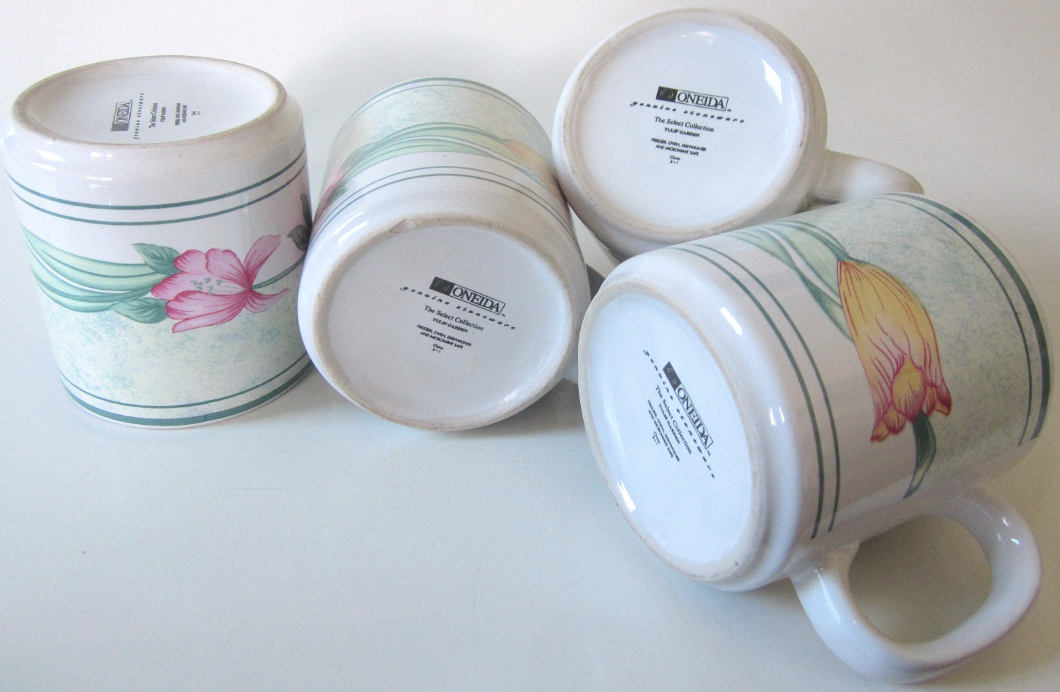 Floral Tulip Garden Ceramic Coffee Mug ONEIDA Set of 4 Cups - Etsy