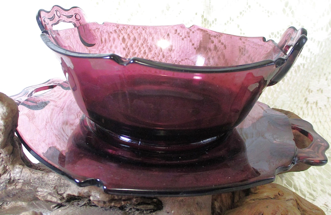 Depression LE Smith Mt Pleasant Crystal Glass Amethyst BOWL Purple ...