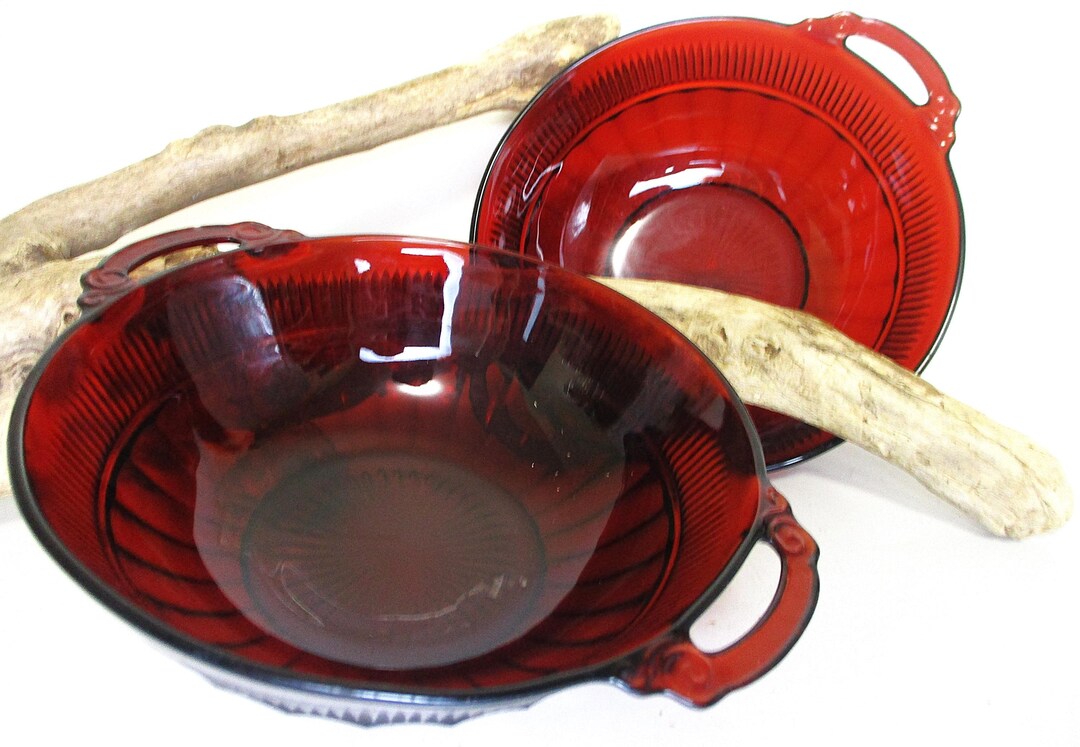 Anchor Hocking Fire King Coronation Dessert Baltic Royal Ruby Glass ...