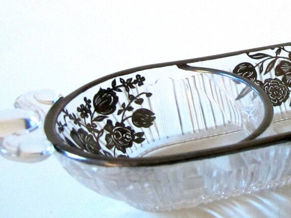 Sterling Silver Overlay Divided Relish Dish Ribbed Floral 3 | Etsy