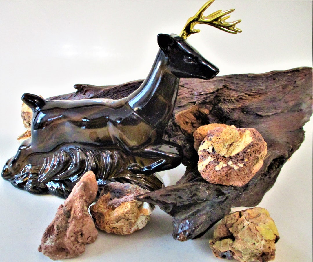 Avon Deer Ten Point Buck Circa 1970s Bottle Decanter Gold Antlers ...