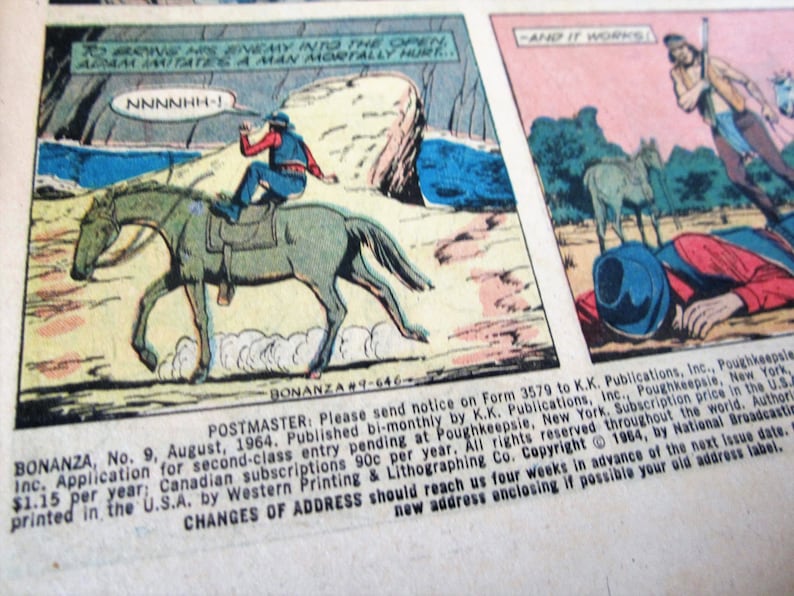 Bonanza Comic Book Magazine August 1964 Silver Age 9 - Etsy